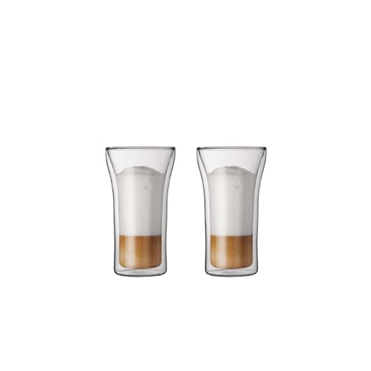 Bodum ASSAM Coffee Mug, Double-Wall Insulate Glass Mug, Clear, 8 Ounces Each (Set of 2)