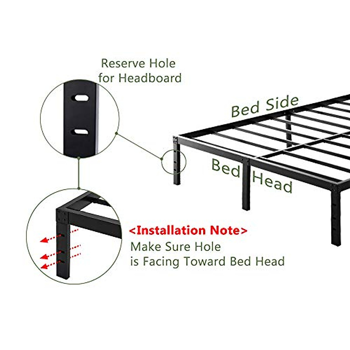 45MinST 18 Inch Platform Bed Frame/Easy Assembly Mattress Foundation / 3000lbs Heavy Duty Steel Slat/Noise Free/No Box Spring Needed,King