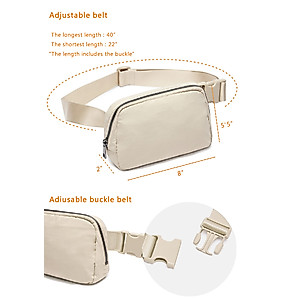 Origiwish Fanny Packs for Women Men Mini Belt Bag Waist Pack with Adjustable Strap for Running Travel Casual Hiking Cycling (Beige)