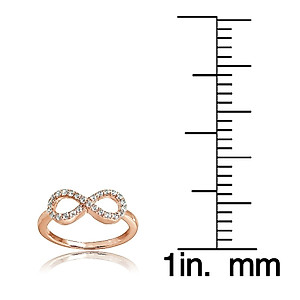 Hoops & Loops Rose Gold Flashed Sterling Silver Cubic Zirconia Infinity Ring, Size 7