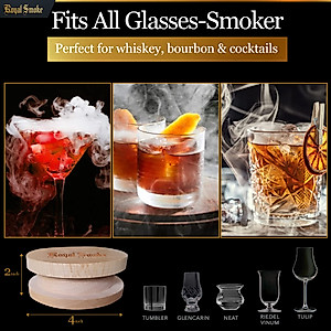 Royal Smoke Cocktail Smoker Kit - 4 Flavors Wood Chips - Bourbon, Whiskey Smoker Infuser Kit, Old Fashioned Drink Smoker Kit, Birthday Bourbon Whiskey Gifts for Men, Dad, Husband (Without Butane)