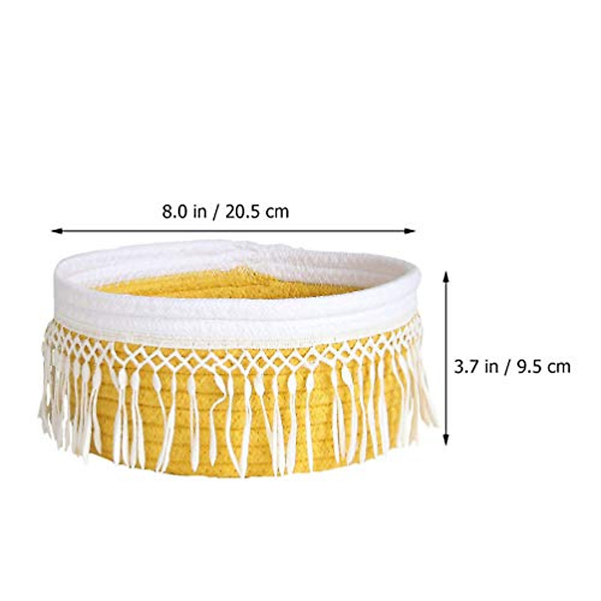 Cabilock Desk Topper Sundries Woven Storage Basket Decorative Tassel Storage Bins Basket Foldable Kid Organizer Makeup Books Storage Basket (Yellow) Macrame Decor