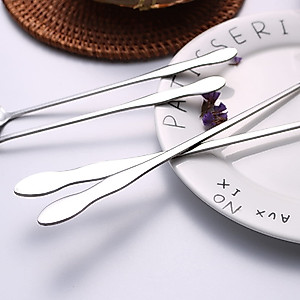 HAZOULEN 10-1/2 Inch Long Handle Stirring Mixing Spoon for Cocktail Ice Coffee Tea Drinks, Stainless Steel, Set of 8