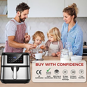 Airfryer XL Air Fryers Large Air Fryer 8QT Smart Digital Air Fryer with Basket Oilless Electric Cooker with LED Touchscreen 10 Presets Auto Shut Off