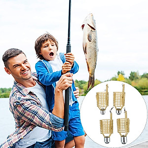 BESPORTBLE 4pcs Fishing Bait Cage Iron Head Bait Cage Crawdad Fishing Lures Fishing Feeder Basket Minnow Bucket Carp Feeder Holder Fishing Basket Fishing Bait Fishing Cage to Feed