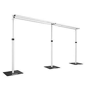 Hecis 10x20Ft Adjustable Double Crossbar Backdrop Stand Kit for Events, Parties, Trade Shows and Weddings