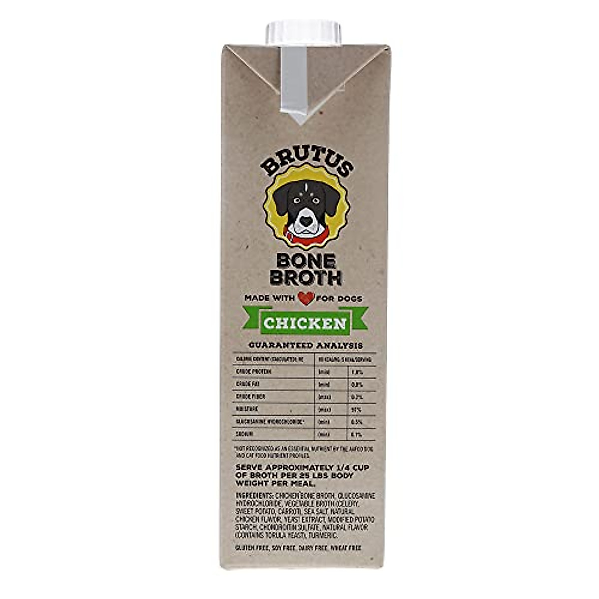 Brutus Bone Broths Chicken Bone Broth Wet Dog Food, 32 oz.