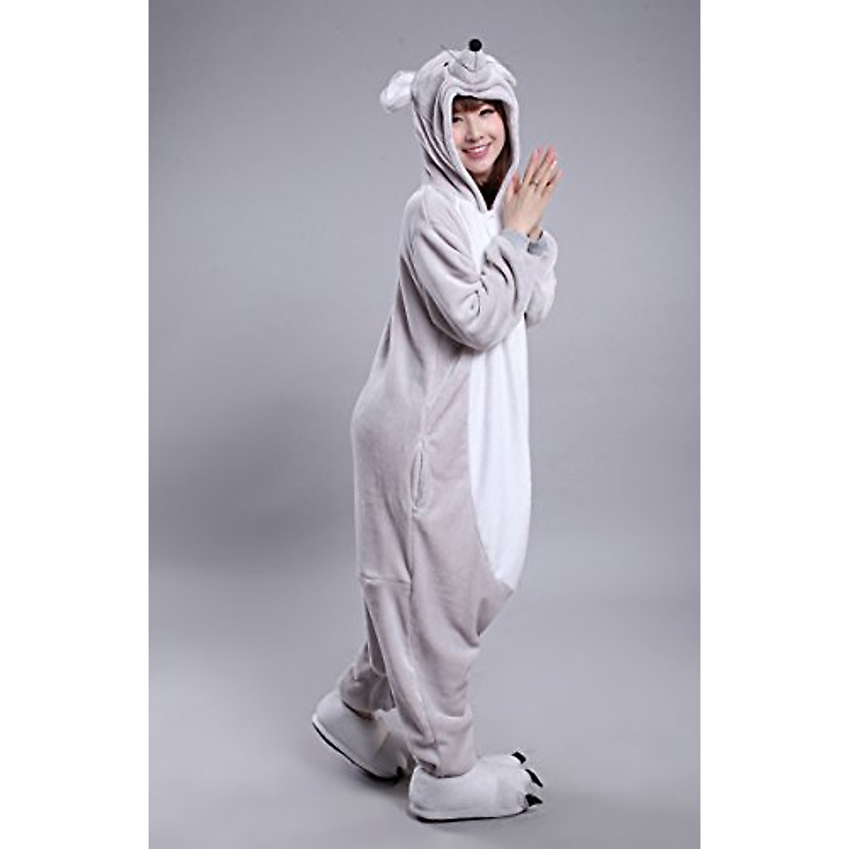 FashionFits Unisex Hoodie Jumpsuit Mouse Costume Pyjama Cosplay Sleepwear Gray XL
