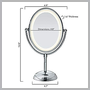 Conair Lighted Makeup Mirror, LED Vanity Mirror, 1X/7X Magnifying Mirror, Double Sided, Battery Operated in Polished Chrome