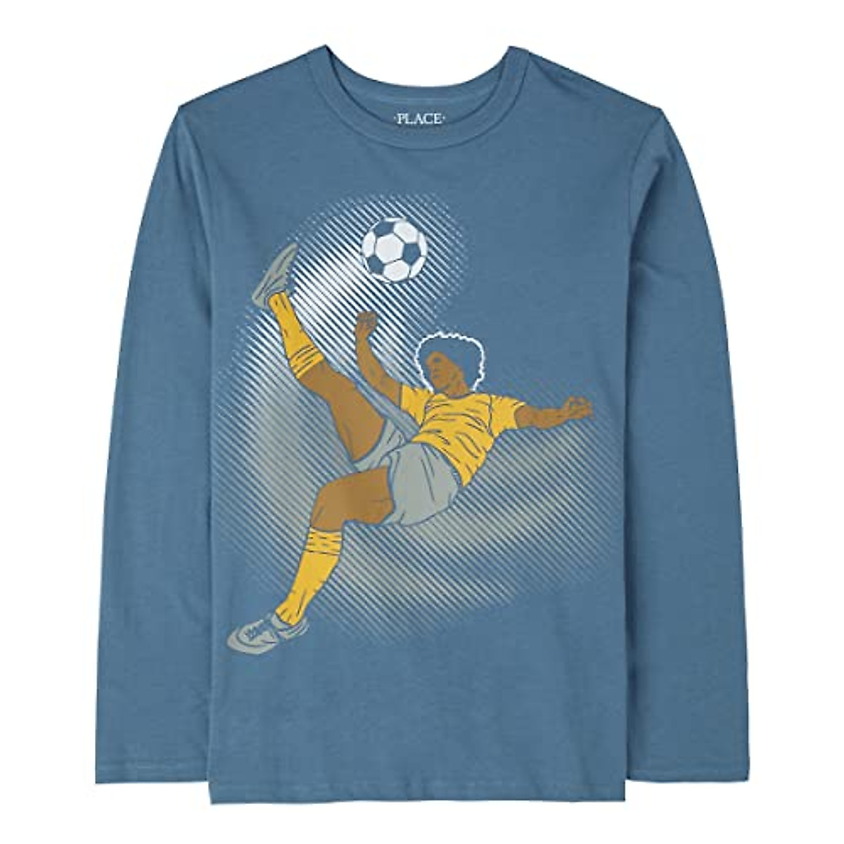 The Children's Place Boys Sports Long Sleeve Graphic T-Shirts Soccer Player Kick Large