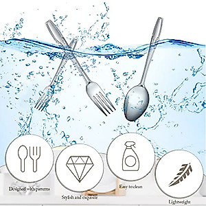 100 Pieces Forks and Spoons Silverware Set Stainless Steel Flatware Cutlery Set Dinner Forks and Spoons Mirror Polished Dishwasher Safe Utensil for Kitchen Restaurant or Home