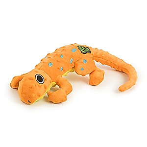 goDog Amphibianz Gecko Squeaky Plush Dog Toy, Chew Guard Technology - Orange, Large