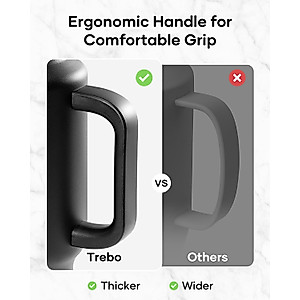 Trebo 40 oz Water Bottle Insulated Fit Car Cup Holder with Handle, Stainless Steel Water Bottles Tumbler with Spout Straw Lids, Double Wall Travel Reusable Flask, Leakproof Mug,Keep Cold &Hot,Black