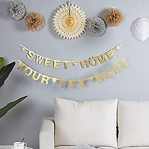 SUNBEAUTY Gold Customizable Letters&Symbols Banner Decoration Kit Party Custom Banner for Birthday Wedding Baby Showers Photo Props Window Decor (Gold)