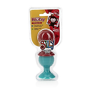 Nuby Silly Rattle Ball Interactive Suction Toys, Red/Aqua, 2 Count