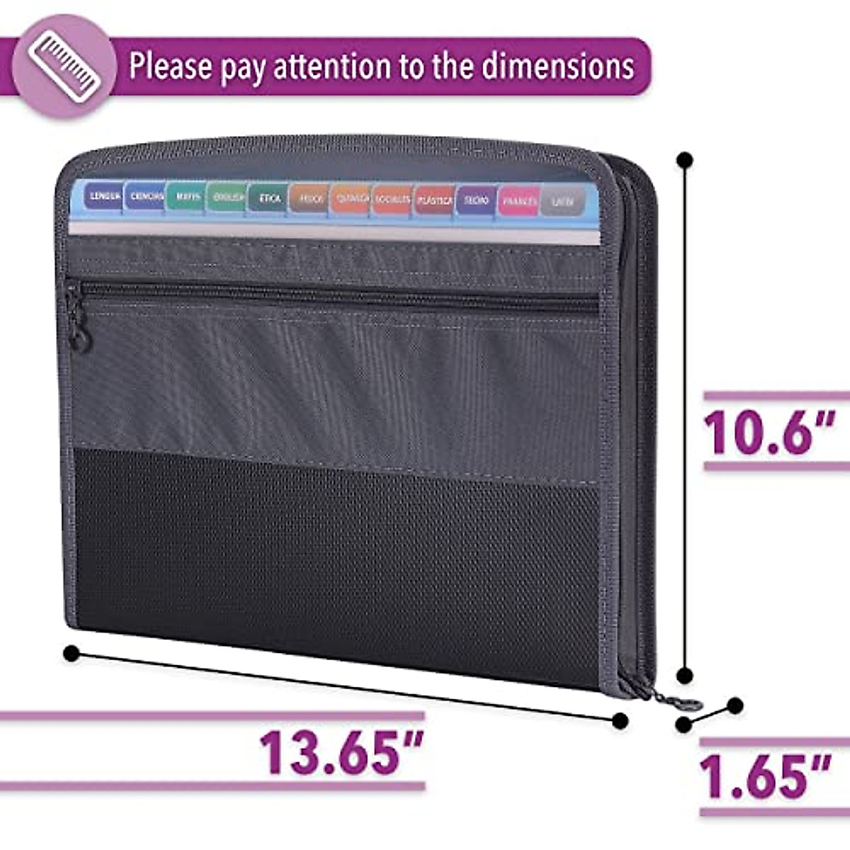 Mr. Pen- Accordion File Organizer, 13 Pockets, Black, Letter A4 Paper Document Accordion Folder, Expanding File Folder with Sticky Labels, Accordion File Folder Document Organizer