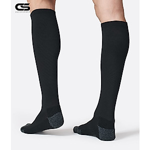 CS CELERSPORT 2 Pack Baseball Softball Soccer Socks Over the Calf Sports Tube Socks for Youth Men and Women Medium Black