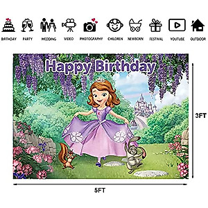 Dawei Sofia The First Backdrop | Birthday Party Background Supplies | Banner Decorations | Photography Background | Baby Shower | (5X3ft)