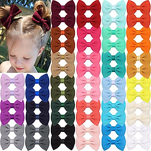 JOYOYO 60Pcs Baby Girls Kids Toddlers 2.75 Inch Twill Waffle Fabric Hair Bows Alligator Clips for Pigtails Hair Accessories and Bangs