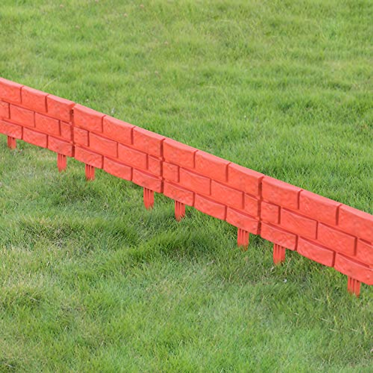 Gardenised Outdoor Brick Stone Gate Lawn Edging Pack of 8, Red