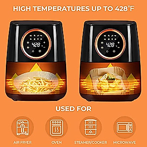 Air Fryer Disposable Paper Liners Square, 8.1 Inch Non-Stick Air Fryer Parchment Paper Liners, 100PCS Oil-Proof Parchment Baking Paper for Roasting Microwave Baking