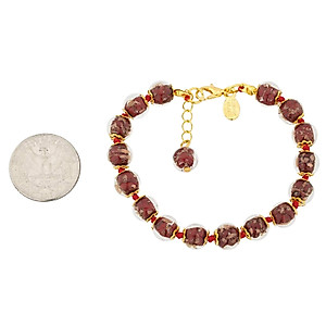 Glass Of Venice Murano Glass Bracelet Italian Red Sommerso Sparkling Beads Handmade Blown Glass - Murano Glass Bracelets for Women