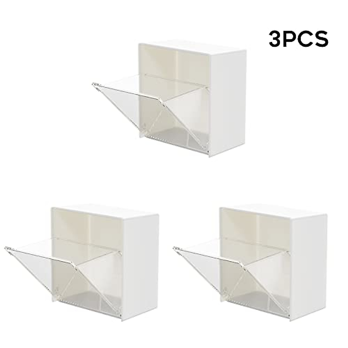 VALINK Holder Dispenser for Cotton Ball, Wall-mounted Flip-top Organizer Multifunctional No Drilling Cotton Buds & Make Up Pad Dispenser for Home & Office (1PC/3PCs)