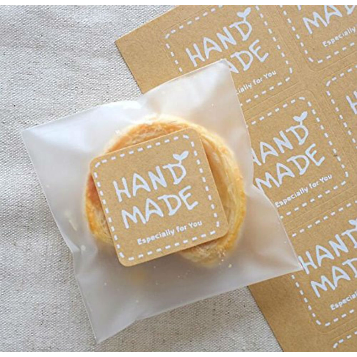 AKOAK 20 Sheets 240 Pcs/Lot Square White Hand Made Stickers Kraft Paper Sticker Labels DIY Handmade Envelopes Stickers and Gift Packaging Bake Decoration Seal Stickers