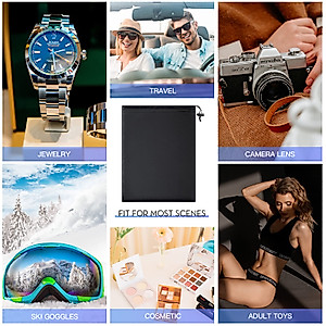 Flutesan 6 Pieces Toy Storage Bag Microfiber Ski Goggle Bag Sunglasses Pouch Case Foldable Adjustable Drawstring Bag (Black, 9 x 11.8 Inch, 7 x 9.8 Inch, 5.9 x 5.9 Inch)