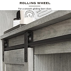 Furniouse Over The Toilet Storage Cabinet with Toilet Paper Holder Stand, Mass-Storage Over Toilet Bathroom Organizer with Sliding Barn Door, Space-Saving Toilet Rack, for Bathroom, Restroom, Laundry