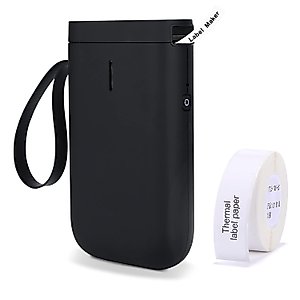 YuLinca Label Maker D11 with Tape, Wireless Bluetooth Portable Sticker Labels Printer 10-15mm Label Width Compatible with iOS & Android for Home & Office (Black)