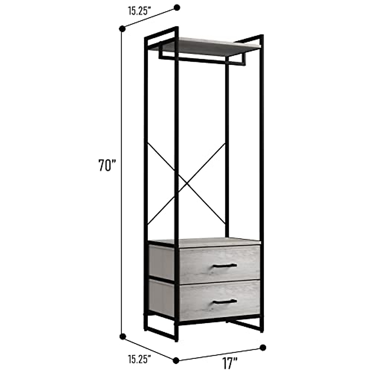 Sorbus Clothing Rack with Drawers - Clothes Stand Dresser - Wood Top, Steel Frame, & Fabric Drawers - Tall Closet Storage Organizer - Garment Rack for Hanging Shirts, Dresses, & Jackets