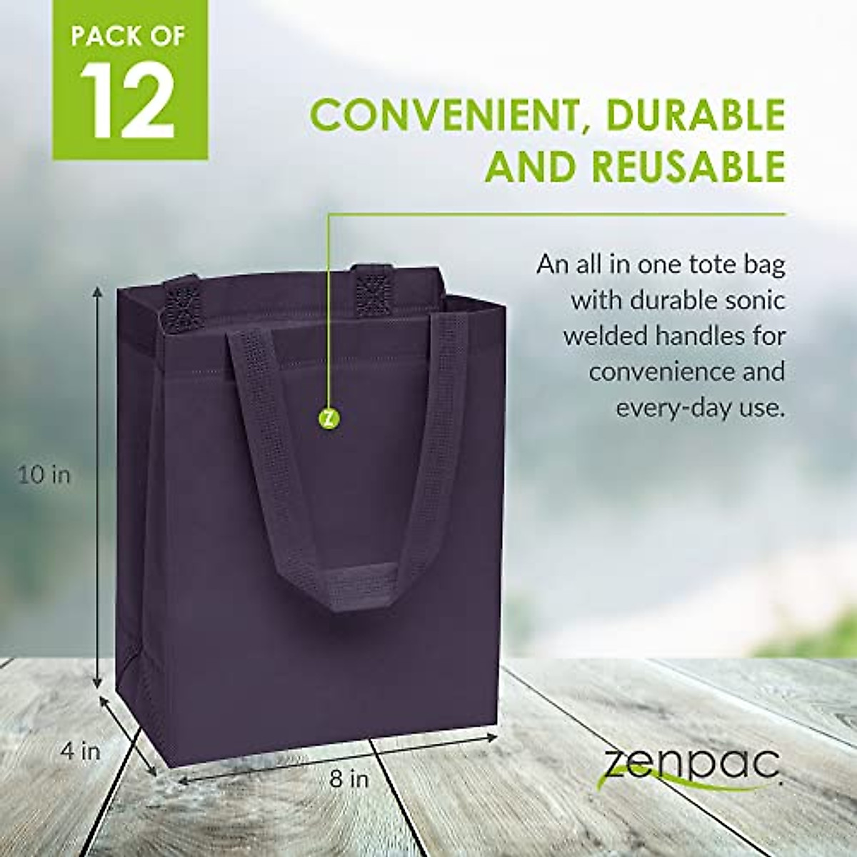 Gift Bags Medium Size - 12 Pack Blue Indigo Colored Tote with Handles, Plain Fabric Reusable Gift Bags for Birthday Party Goodie & Favor Bags, Gifts, Holiday Present Wrap, Shopping, in Bulk - 8x4x10