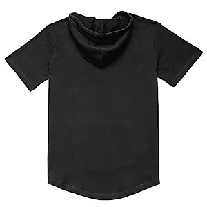 Dubinik®Short Sleeve Hoodie Lightweight Soft Cotton Moisture Wicking Kangaroo Pocket Short Sleeve Hoodie For Men Black