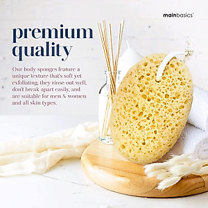 MainBasics Faux Sea Sponge, Exfoliating Body & Bath Sponge Large & Soft Shower Sponge, Foam Loofah - 2 Pack