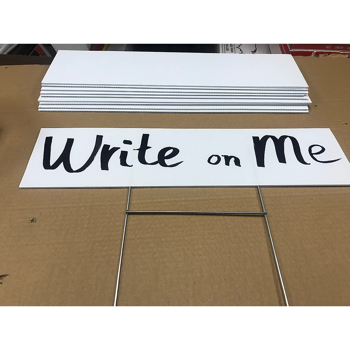 Yard Signs Pkg of 10 White Signs 6''x24'' & 10 Metal Stake H-Frame 9''x12'' for Garage Sale, for Rent, Open House, Estate Sale, Now Hiring, or Political Lawn Signs, Yard Signs (10Sign6x24&10Stake12)