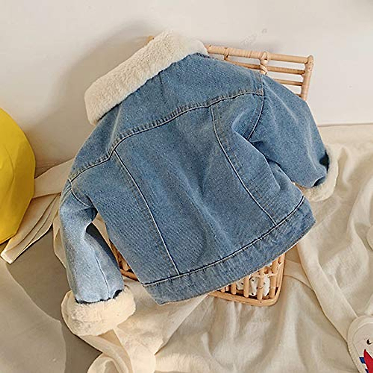Moru Infant Baby Toddler Girl Boy Winter Casual Thick Fleece Lined Denim Jacket Warm Jean Coat Outwear (Blue, 3T)