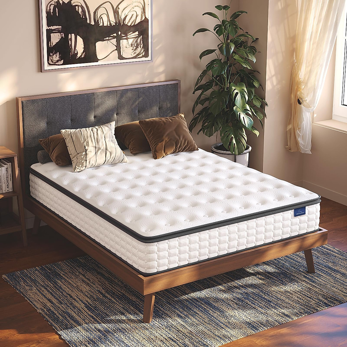 Vesgantti 12 Inch Hybrid Queen Mattress, Gel Memory Foam & Pocket Coils, Medium Firm, Plush Feel