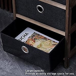 ECOMEX Nightstand Set of 2,Bedside Table with Fabric Storage Drawers and Wooden Table Top,3 Drawer Bedroom Dresser, Storage Cabinet for Home/Bedroom,2pcs (Black Brown)