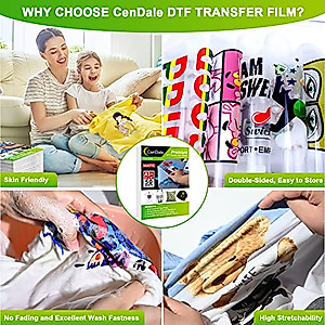 CenDale DTF Transfer Film - A4(8.3" x 11.7") 30 Sheets Double-Sided Matte Clear PreTreat Sheets- PET Heat Transfer Paper for DYI Direct Print on T-Shirts Textile
