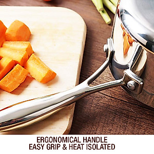 HOMI CHEF Mirror Polished NICKEL FREE Stainless Steel 1.75 QT(Quart) Sauce Pan with Glass Lid (No Toxic Non Stick Coating, Whole-Clad 3-Ply) Soup Pot Small Cooking Pot