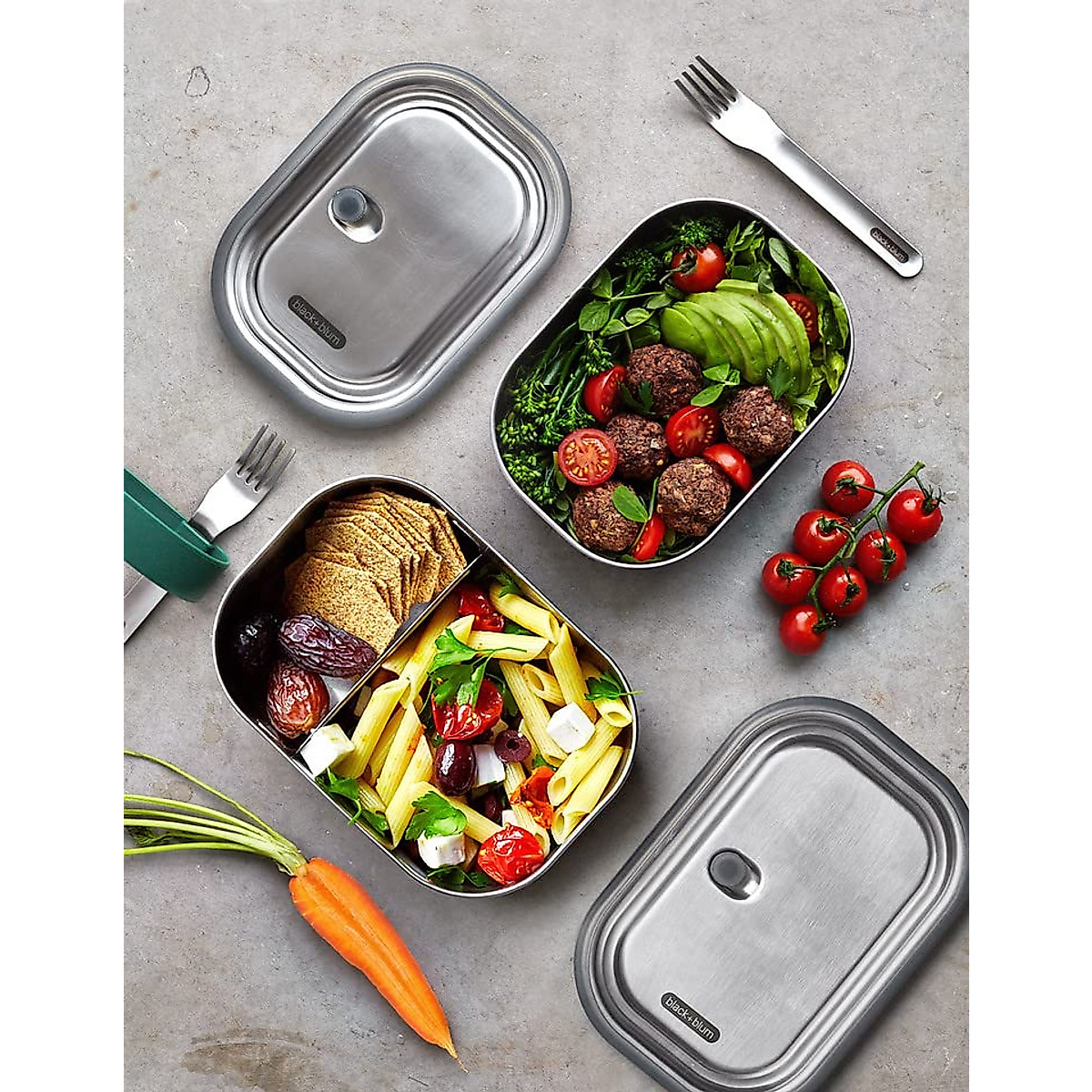 BLACK + BLUM | Leak-Proof Oven Safe Plastic Free Meal Prep Lunch Food Container, Olive, 600ml / 20fl, Stainless Steel & Silicone