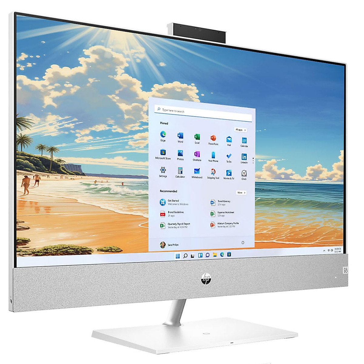 HP Pavilion All-in-One Desktop, 27" FHD Display, AMD Ryzen 7 5700U Processor, 16GB RAM, 1TB SSD, Micro-Edge, Anti-Glare, Wi-Fi 6, Webcam, HDMI, Wired Keyboard&Mouse, Windows 11 Home, White
