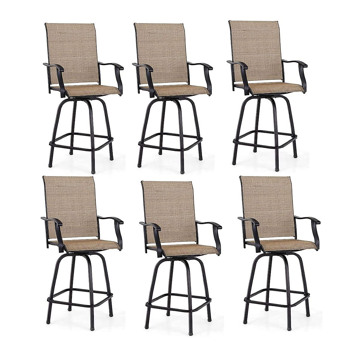 PHI VILLA Patio Bar Stools, Outdoor Swivel Bar Stools Bar Height Patio Chairs for Garden, Deck and Poolside…