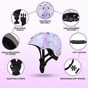 Adjustable Skateboard Bike Helmet for Toddler Girls Kids Youth Boys, Sports Safety Protective Helmet CPSC Certified for Bicycle Scooter Inline Roller Skate Rollerblading Cycling Small