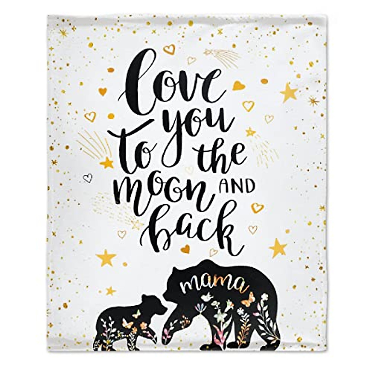 Todeyya Mama Bear Love You Moon and Back Blanket - ​Super Soft Flannel Fleece Blanket, Lightweight Microfiber Cozy Plush Blanket for Couch Sofa Gifts L 80x60 in for Adults