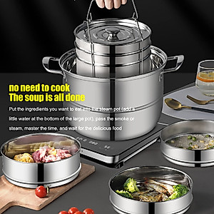 Kelepu Double Layer Steamer for Cooking Stainless Steel Steamer Two Layer Stackable Steamer Steamer With 1Piece Basket Double Steamer Pot for Cooking Dumplings Vegetables Fish In the Kitchen