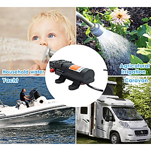 Amarine Made 12v Water Pressure Diaphragm Pump Self Priming Pump 4.3 L/min 1.1 GPM 35 PSI RV Water Pump for Caravan Boat Marine Agricultural