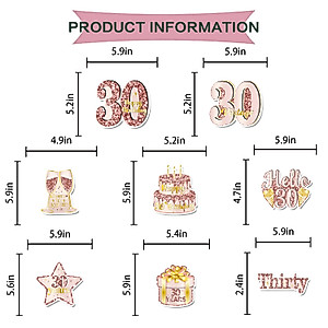 30th Birthday Decorations for Women, Rose Gold 30th Birthday Decorations Includes 30th Birthday Banner and Hanging Swirls for Women, 30th Birthday Party Supplies 17PCS