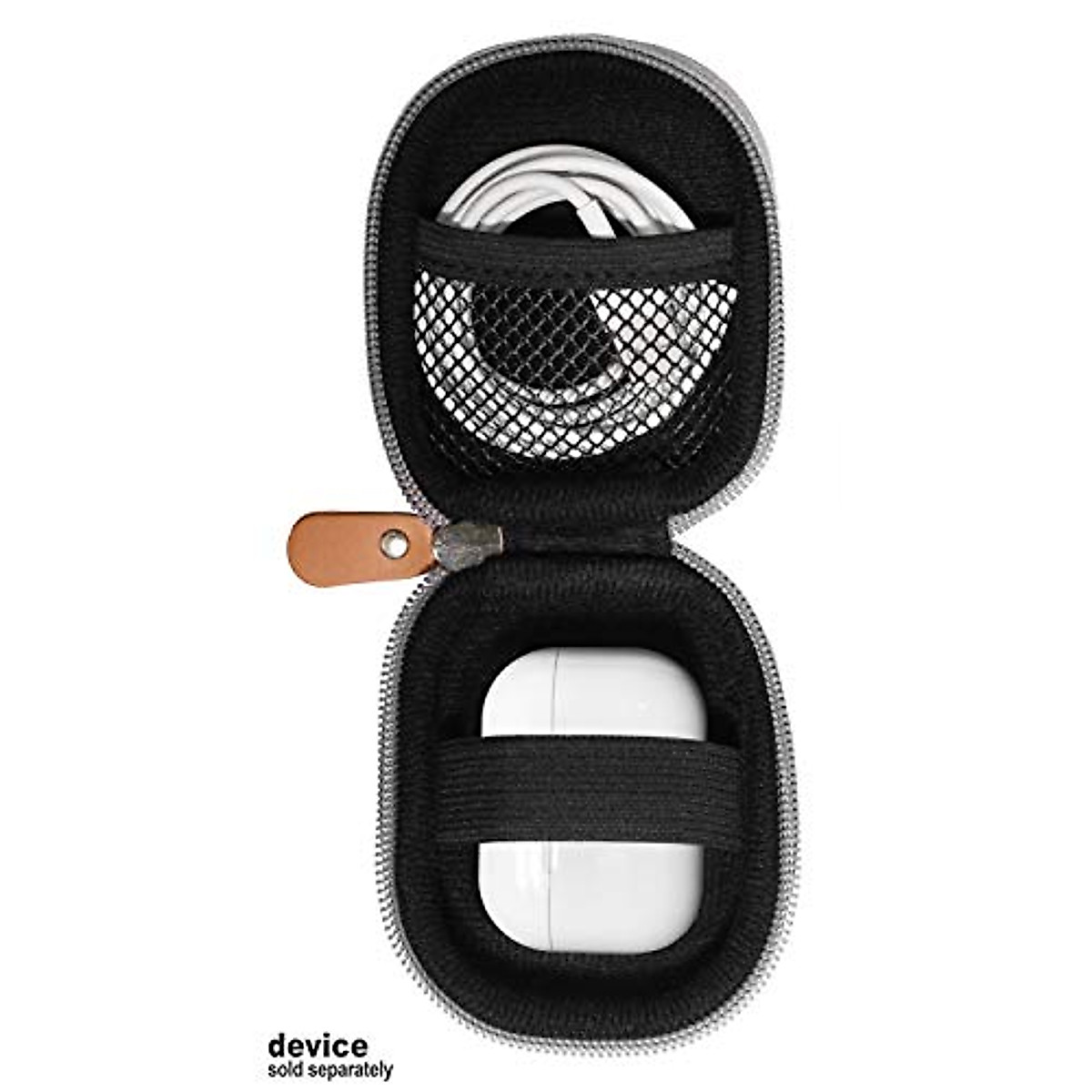 WGear Protective Case for Airpods, Handy Semi-hard case for airpods for travel, protective and orgaize, Shock and shake Proof, mesh pocket for cable and other accessories (Gray)